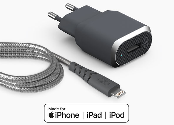 Force Power Chargeur rapide et câble renforcé USB A/Lightning ...